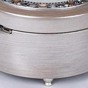 Cottage Garden Count Blessings You Twice Brushed Pewter Jewelry Music Box Plays Amazing Grace