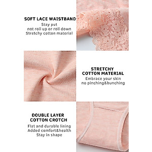 GNEPH Cotton Underwear Panties For Women, Hipster Lace Bikini Panties For Women 5 Pack(218L-Light)