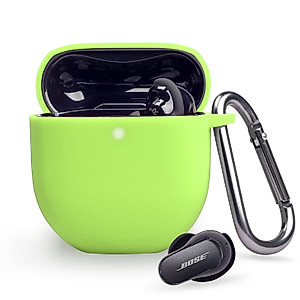 Silicone Cover for Bose QuietComfort Earbuds II 2022, Soft Shockproof Silicone Protective Case Sleeve Skin Cover for Bose QuietComfort Earbuds II (Glow Green)