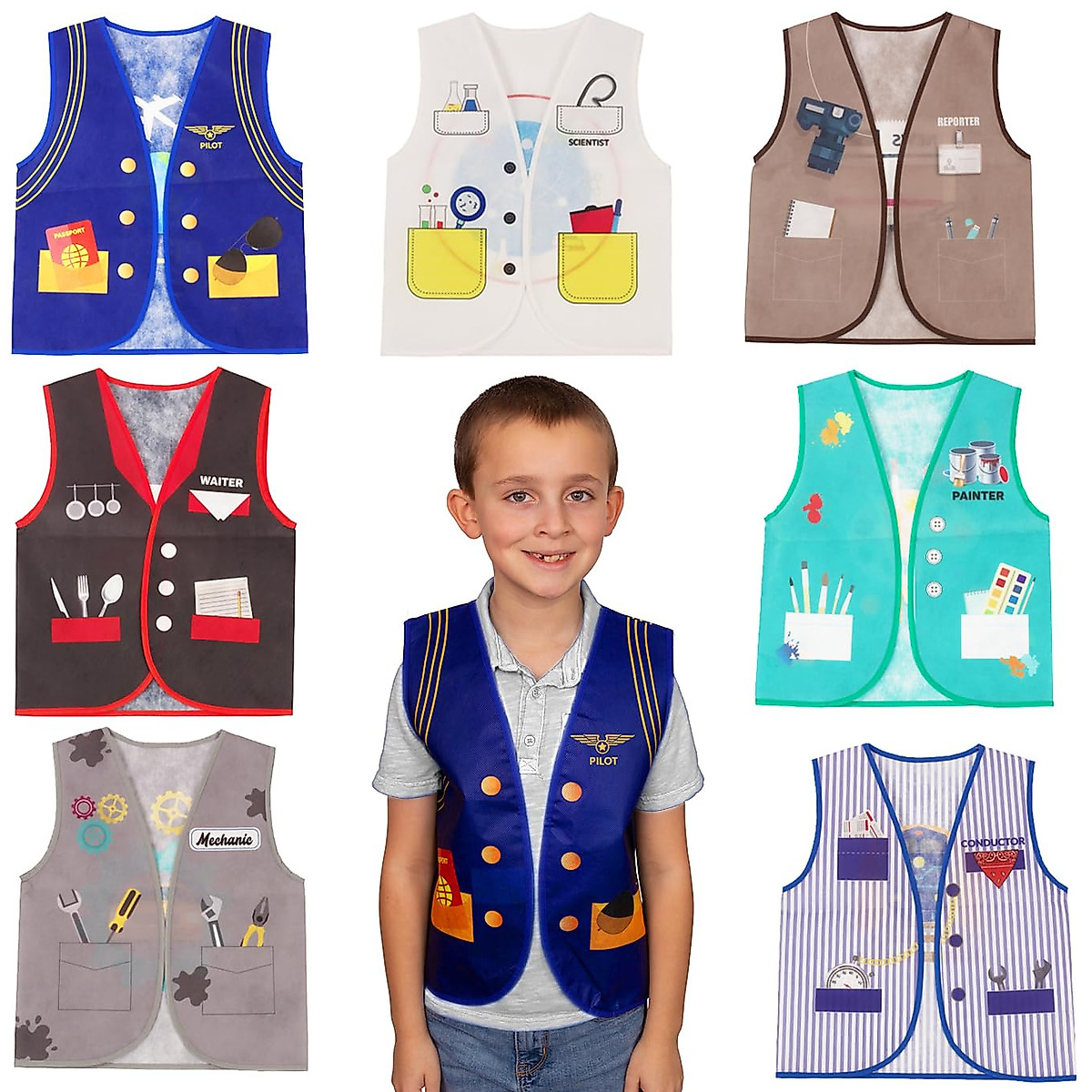 Tigerdoe Kids costumes - 7 Pc - Pretend Play School Set - Career Costumes - Kids Dress Up Costume