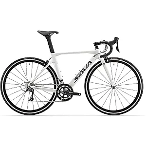 SAVADECK Carbon Road Bike with Shimano SORA R3000 18 Speed Derailleur System,Racing Bicycle with Carbon Fiber Frame Carbon Fork and Double V Brake for Adult.(White 56cm)