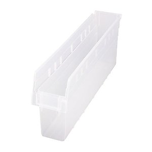 Quantum QSB805CL Store-MAX Shelf Bin, 23-5/8" Length x 4-1/8" Width x 8" Height, Clear, Pack of 16