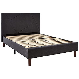ZINUS Judy Upholstered Platform Bed Frame / Mattress Foundation / Wood Slat Support / No Box Spring Needed / Easy Assembly, Full Grey