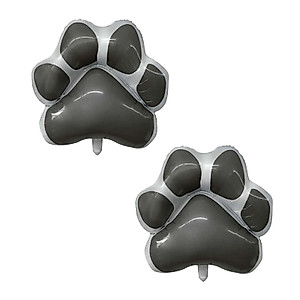 BIEUFBJI Dog Party Balloons Decorations, Grey Dog Paw Shaped Foil Balloons for Baby Shower Kids Birthday Pets Party Decorations(2Pcs)