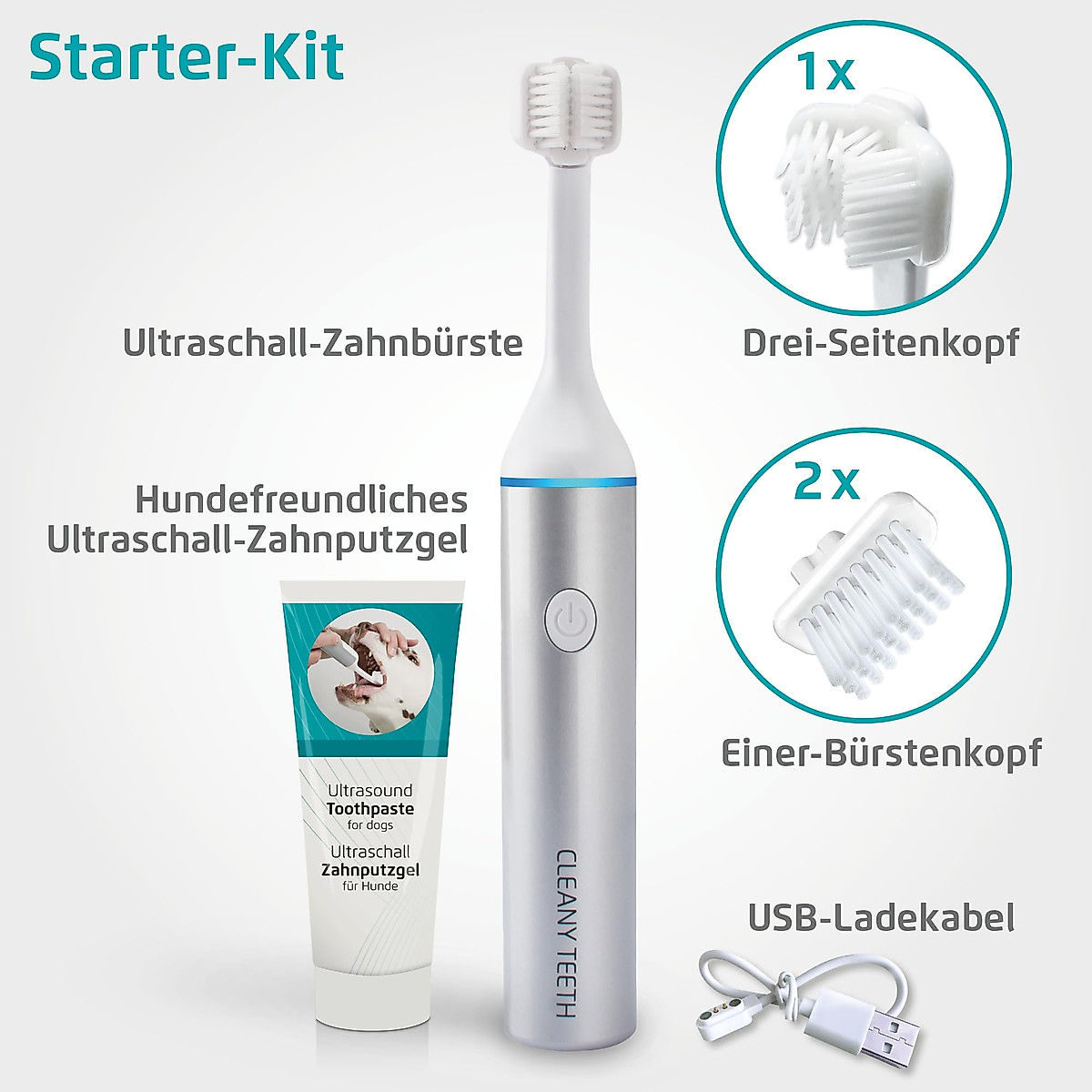 Techmira Cleany Teeth Toothbrush for Dogs Starter Kit
