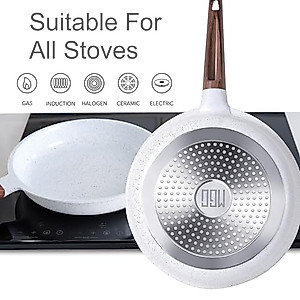 MGC 11 inch Skillet With Lid,PFOA&PTFE Free Ceramic Nonstick Frying Pan,Oven and Dishwasher Safe, Professional Cookware German Compatible with All Stovetops