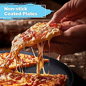 Courant Pizza Maker 12 inch Pizzas Machine, Newly improved Cool-touch Handle Non-Stick plates Pizza oven & Calzone Maker, Electric Countertop Oven for Home or School, 12” Indoor Grill/Griddle, Red