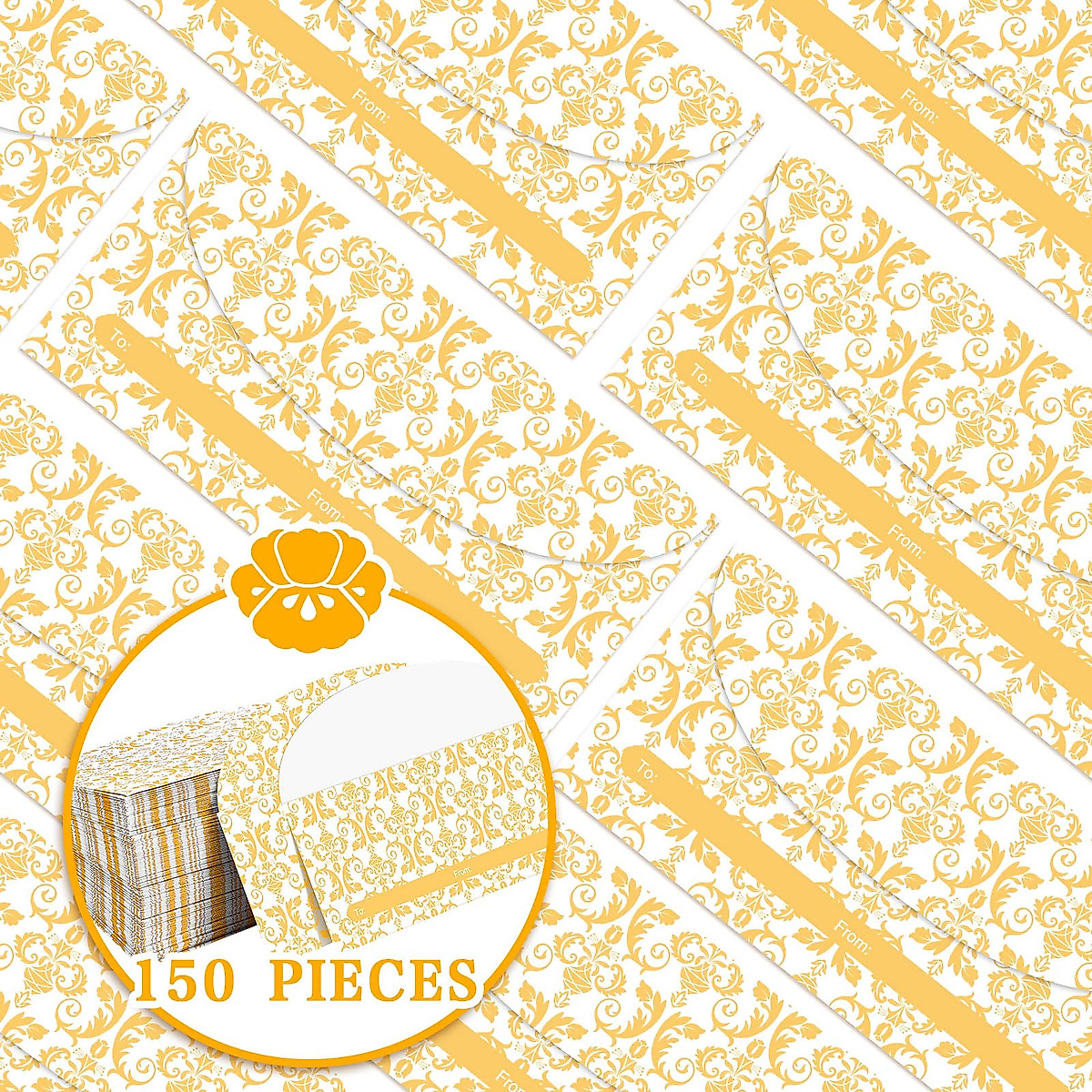 150 Pcs Currency Envelopes Graduation Money Holder for Cash Gift 2.88 x 6.5 Inch White Gold Greeting Card Envelopes for Christmas Holidays Birthdays Bonuses Gifts Nice Envelopes for Tips Coins