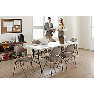 COSCO Commercial Comfort Back Fabric Folding Chair with Handle Hole, 4 pack