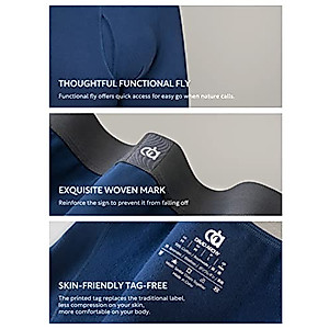 DAVID ARCHY Men's Winter Warm Stretchy Cotton Fleece Lined Base Layer Pants Thermal Bottoms Long Johns with Fly 2 Pack (L, Black/Navy Blue)