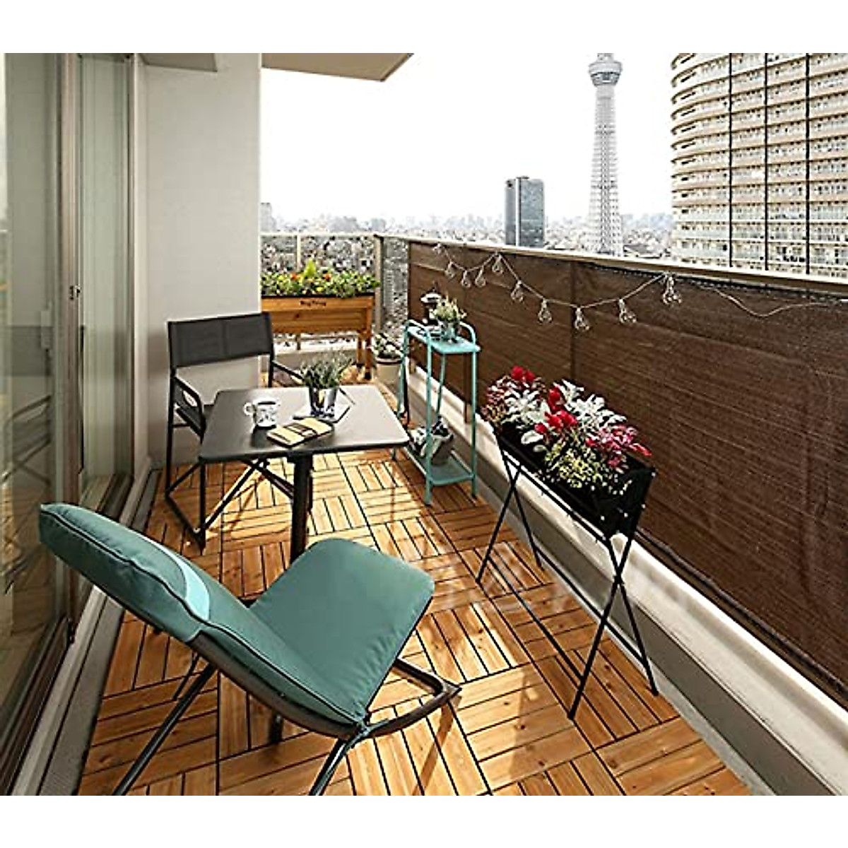 WUZMING Balcony Privacy Screen, Outdoor Yard Wall Fence Privacy Protection Net Weatherproof UV Protection, with Rope and Cable Ties (Color : Brown, Size : 70x460cm)