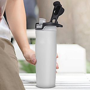 DISCOUNT PROMOS Juno Water Bottles with Flip Lid 20 oz. Set of 6, Bulk Pack - Reusable, Great for Gym, Hiking, Cycling and for School - White