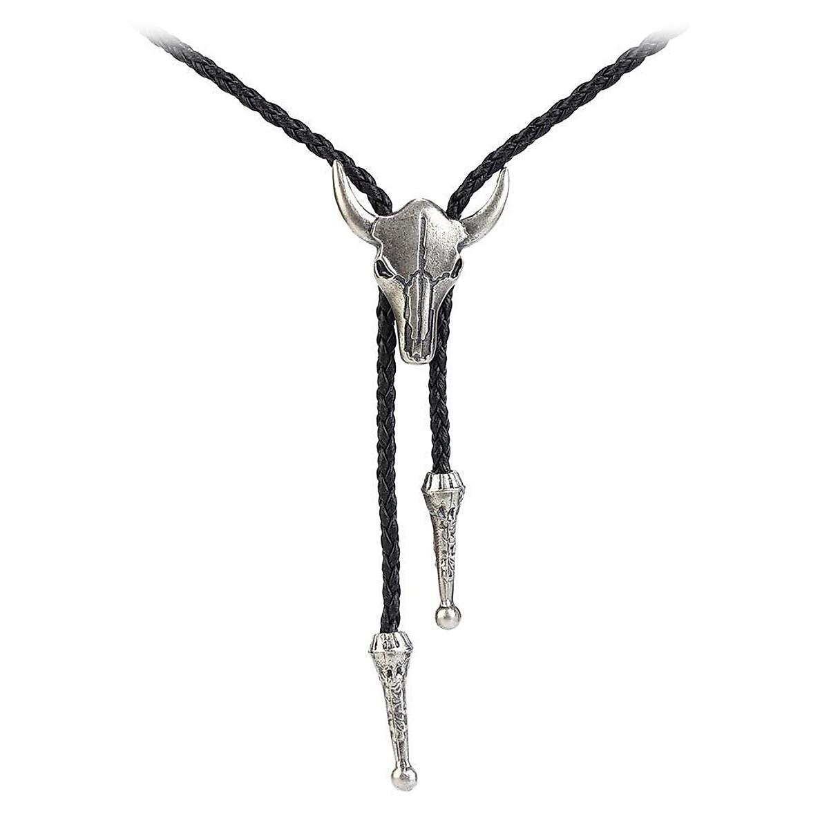 AZORA Western Cowboy Bolo Tie Men Leather Necktie Rope Cord Pendant Necklace Braided Jewelry for Men