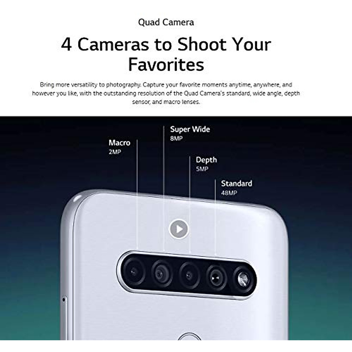 LG K61 (128GB, 4GB) 6.53" FHD+, 48MP Quad Camera, 4000mAh Battery, Dual SIM GSM Unlocked US 4G LTE (T-Mobile, AT&T) International Model LM-Q630BAW (Titan, 64GB SD Bundle)