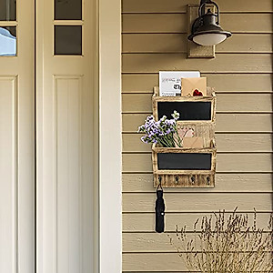 Megsooul Hanging Mail Organizer for Wall,Wall Mounted Mail Organizer with 4 Key Hooks,Letter Organizer Wall Mail and Key Holder with Mail Sorter,Key and Mail Holder for Entryway Wall