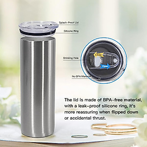 AGH 25 Pack Sublimation Tumbler Blanks with Lid and Straw,20 OZ Straight Stainless Steel Skinny Straight Sublimation Tumbler Cups (25PCS-Stainless Steel)