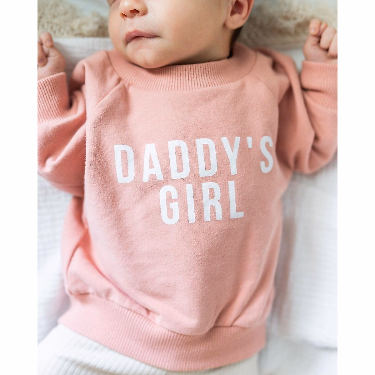 CREAIRY Newborn Baby Girl Outfits Daddy’s Girl Sweatshirt Long Sleeve T-Shirt Tops Pants Set Sweatsuit Toddler Fall Clothes (Pink, 0-6 Months)