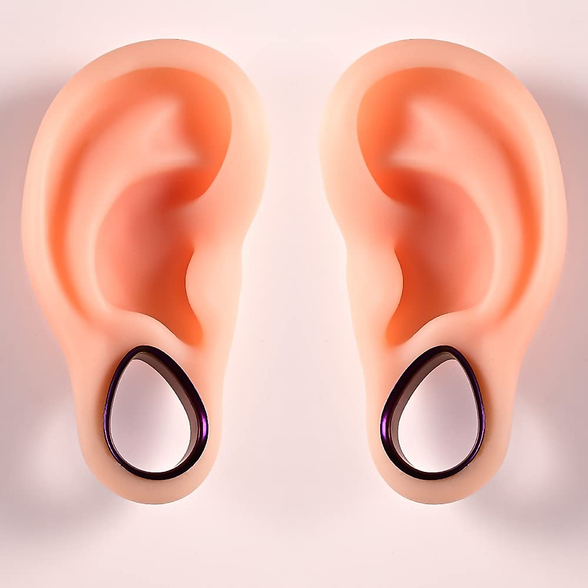 Maxbott 1 Pair 8-25mm Water Drop Design Stainless Steel Tunnels For Ears Gauges Plugs Stretchers Expander 0g-1" (22mm(7/8"), Purple)