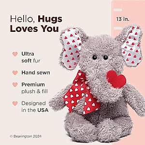 Bearington Hugh Loves You Valentine's Stuffed Animal for Kids, 13 Inch Elephant Stuffed Animal, Ideal as a Valentine's Day Gift