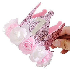 Kbrand Hat First Birthday 1st Decorations For Girl Gifts Rose Gold Baby Pink Crown Party One Year Old Princess, Rose Gold,pink