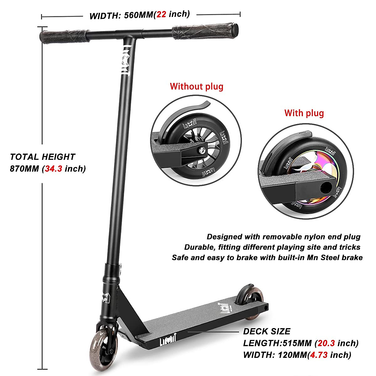 LMT69 Pro Stunt Scooter- Trick Scooter for Teens and Kids 8 Years and Up Boys Girls Freestyle BMX Scooter for Adults Intermediate and Beginner