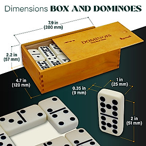 Dominos Game Double 9 - Dominos Set for Adults and Kids Ages 8 and up - Double Nine Dominoes Set, Classic Board Games - Domino Set for Family Game Nights - Double Nine Dominos Set 55 Tiles with Case