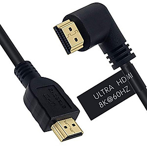 Poyiccot 8K HDMI Cable 2feet, HDMI 2.1 Cable 90 Degree Left Angle HDMI Male to Male 8K HDMI Cable 48gbps 2.1 Cable Support 8K@60Hz 4K@120 7680P 8K HDMI 2.1 Cable for TV/Xbox /PS4 /PS5(M/M Left)
