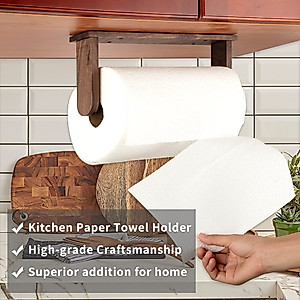 Wood-Paper-Towel-Holder-Under-Cabinet-Kitchen-Handmade - Wall Mounted/Adhesive No Drill Sturdy Roll Hanging Organizer, Horizontal Papertowel Dispenser Easytear, Handcraft Decor Gift Real Woodwork Home