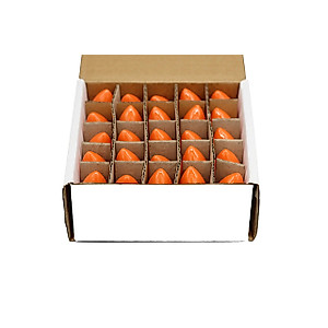 Creative Hobbies® Box of 25 Light Bulbs, Ceramic Opaque Orange, Steady Burning, 7 Watt Incandescent, C7 Candelabra Base - Great for Christmas Strings and Halloween