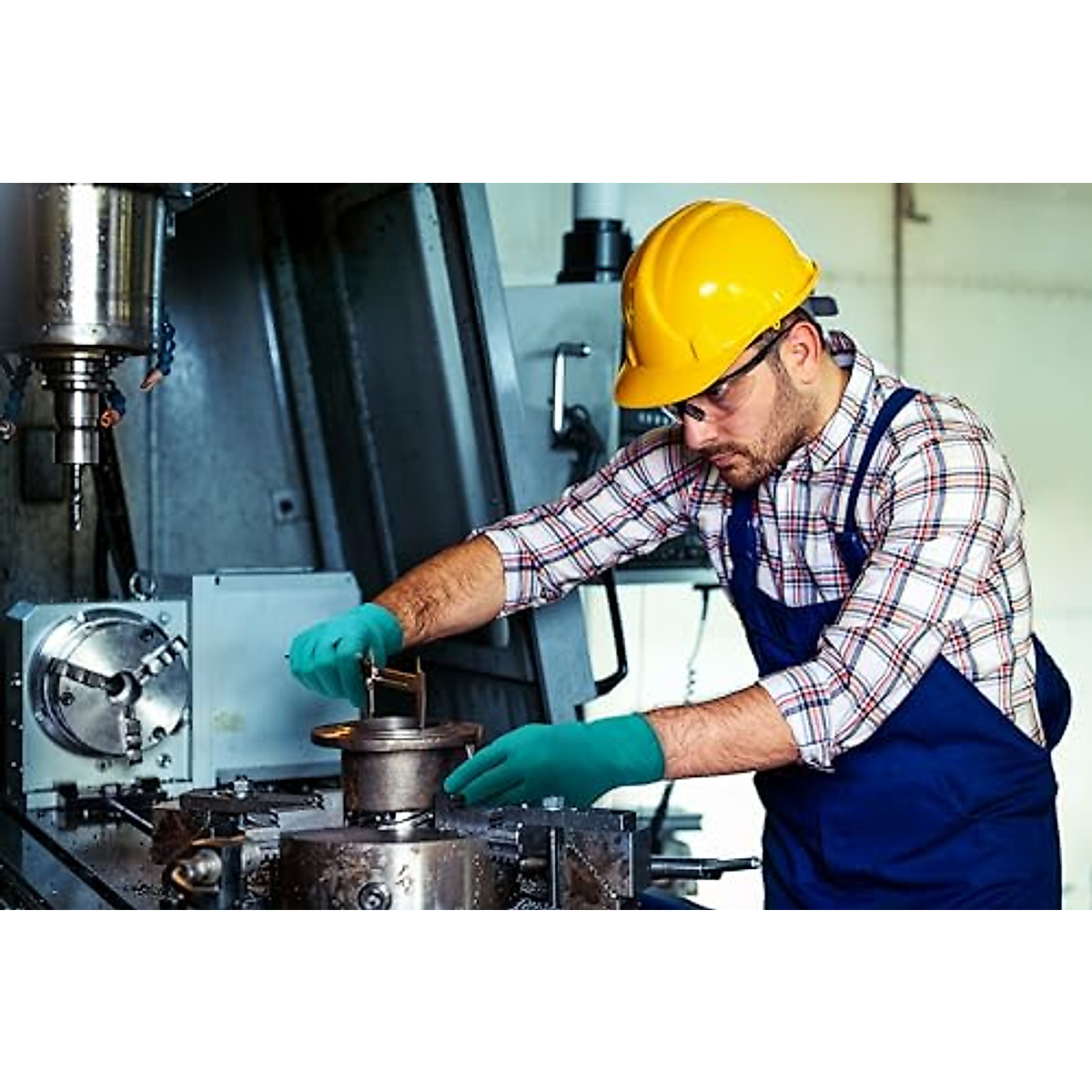 Ansell TouchNTuff 92-600 Nitrile Lightweight Glove with Beaded Cuff, Chemical/Splash Resistance, Powder Free, 4.7mil Thickness, 240mm Length, Size 10, Green (Box of 100)