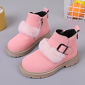 Girls Shoes Fashion Solid Color Short Boots Non Slip Breathable Nude Women Boots Toddler Girl Boots (Pink, 5.5-6 Years Little Child)