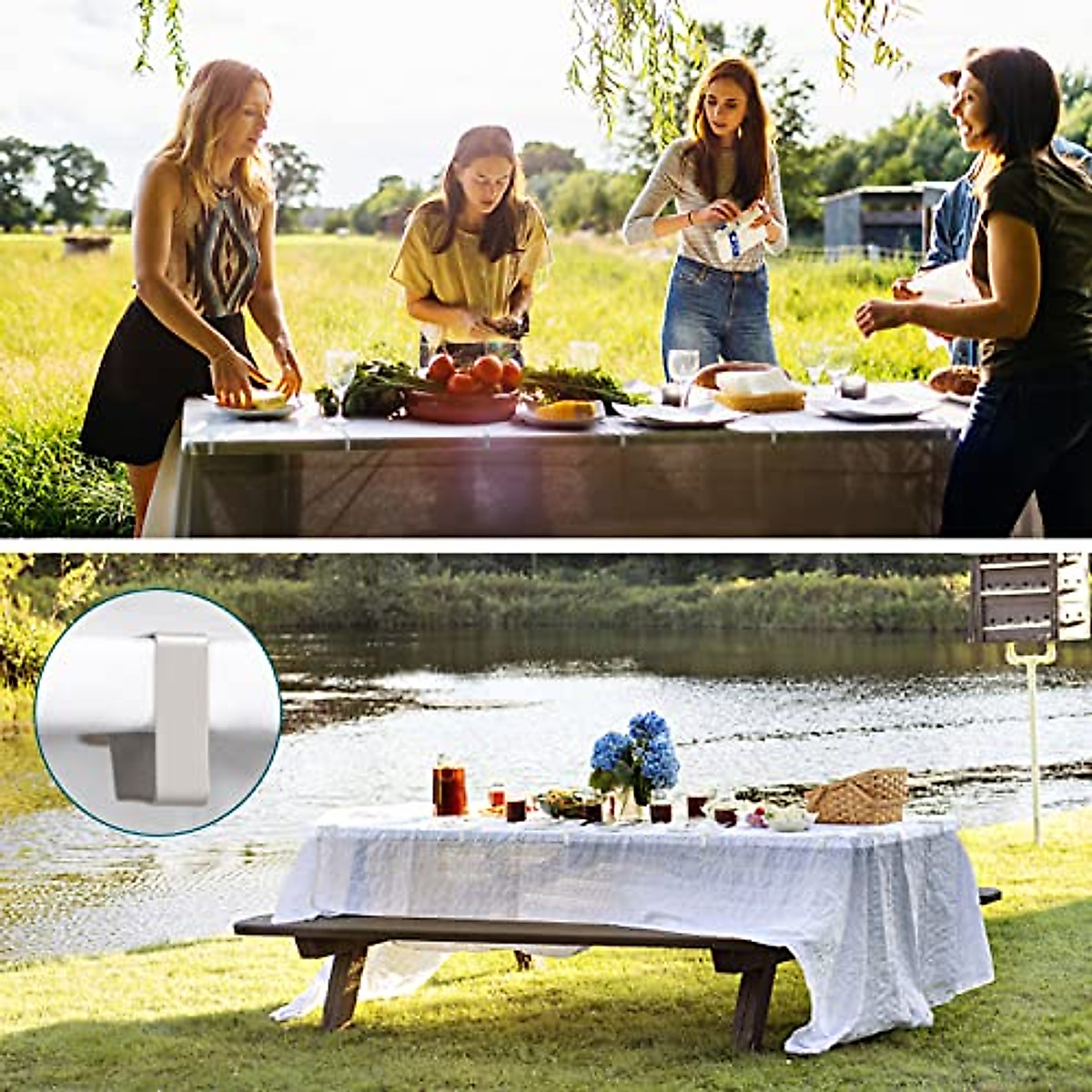 FYY Tablecloth Clips,12 Packs Heavy Duty Stainless Steel Table Clips Table Cloth Cover Clamps Ideal Table Cloth Holders for Restaurant Outdoor Picnic Wedding Graduation Party Home Kitchen