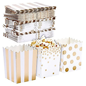 Juvale 60 Pack Mini Popcorn Boxes for Party, Gold Popcorn Containers for Movie Night Decorations (3 x 4 In)