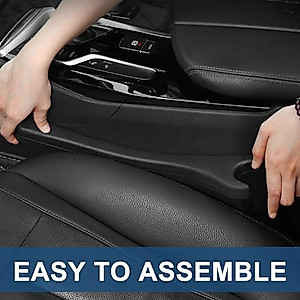 CHORHA 2 Pack Car Seat Gap Filler PU Leather Universal Fit Orgaziner for Car SUV Truck to Fill The Gap Between Seat and Console Stop Cellphone Wallet Keys Coins from Dropping Black (Black)
