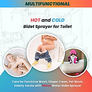 FOLINUS Hot and Cold Bidet Sprayer for Toilet, Bidet Warm Water with Dual Function Bidet Sprayer and Mixing Valve for Feminine Wash, Personal Hygiene, Pet Shower