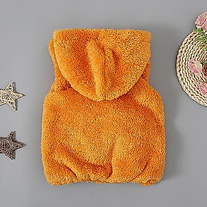 FreshBeautiCity Baby Pumpkin Costume Halloween Cartoon Print Fuzzy Sleeveless Hood Cosplay Clothes For Toddler Boys Girls