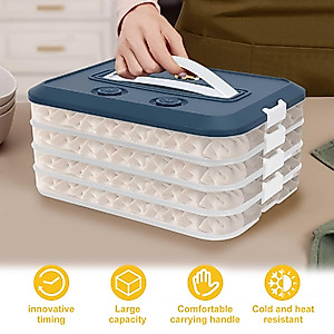 Tefola Food Storage Containers with Lids, 4-Layer Stackable Snack Container with Lid Dumpling Box Airtight Storage Container Cookie Storage Containers (Blue)