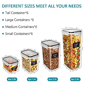 HOSHANHO 24 Pack Airtight Food Storage Containers Set for Kitchen Pantry Organization and Storage, BPA-Free Plastic Dry Food Storage Containers with Lids Ideal for Cereal, Pasta and Oats
