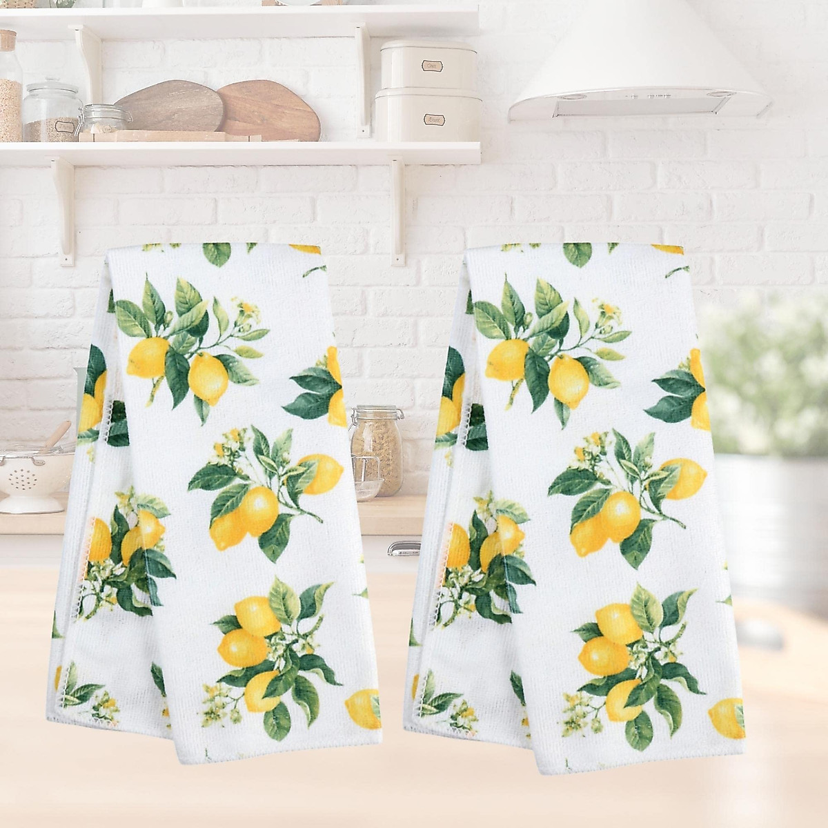 BOSS CLASS Kitchen Towels Lemon Home 4Pcs Summer Spring Absorbent Tropical Bar Dish Hand Decoration Bathroom Towel 15x25in Drying Soft 100% Polyester Cooking Baking Gifts Set