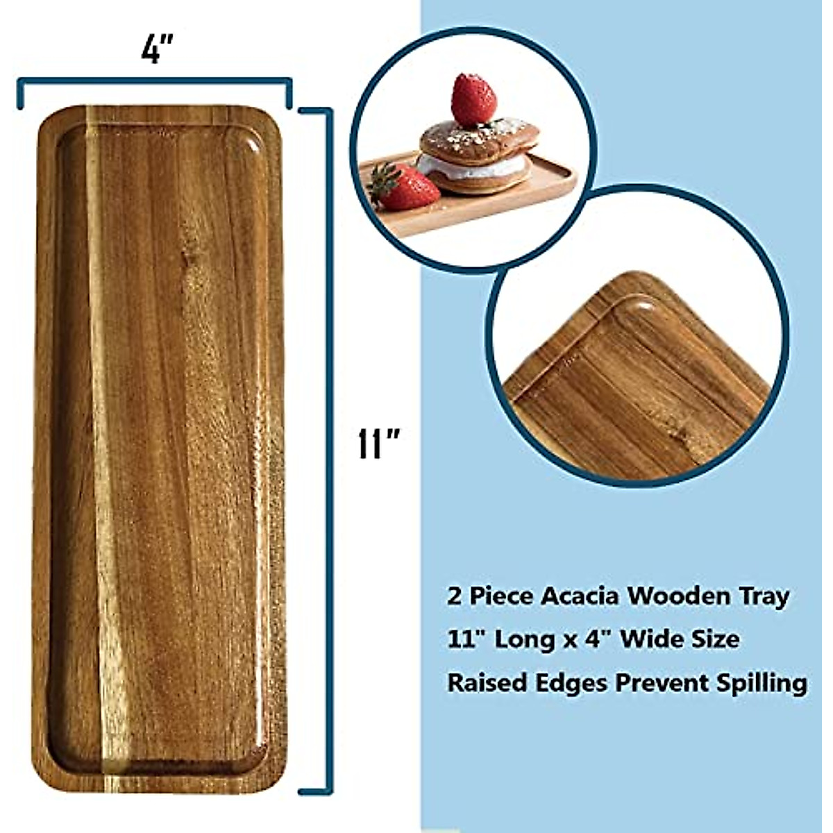 Bathroom Long Vanity Trays, 1-Pc, Wooden Toilet Tank Storage Tray, Farmhouse Wood Tray Kitchen Living Room Counter Top Organizers for Small Things, Dressing Table Sink Holders