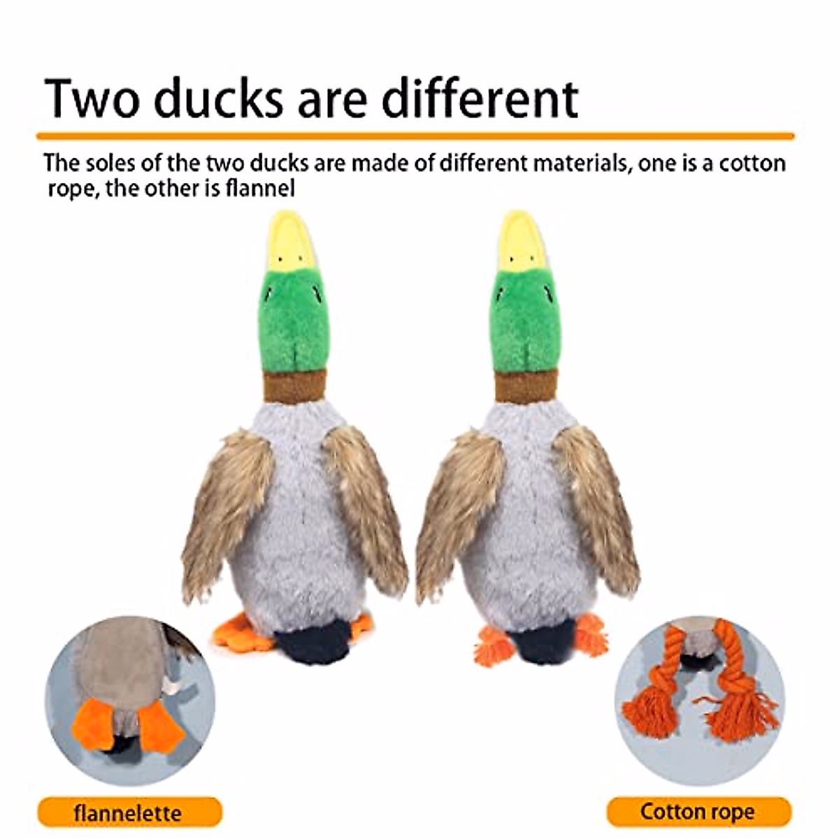 LNPAVET Dog Squeak Toy with crepe paper noise and generator, 2 dog and duck toys, durable chew toy, dog teething pet Toy, dog pet toy, for dog play and training