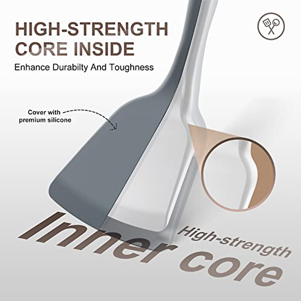 33 PCS Kitchen Utensils Set, Kikcoin Wood Handle Silicone Cooking Utensils Set with Holder, Spatulas Silicone Heat Resistant Cooking Gadgets for Nonstick Cookware, Grey