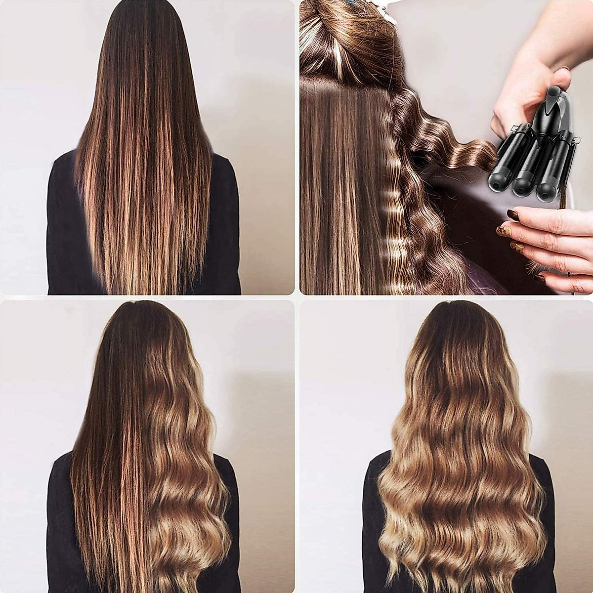 Coidak Hair Waver, 1 Inch 3 Barrel Curling Iron Wand 25mm Hair Crimper, Temperature Adjustable Heat Up Quickly Beach Wave Curling Iron Black