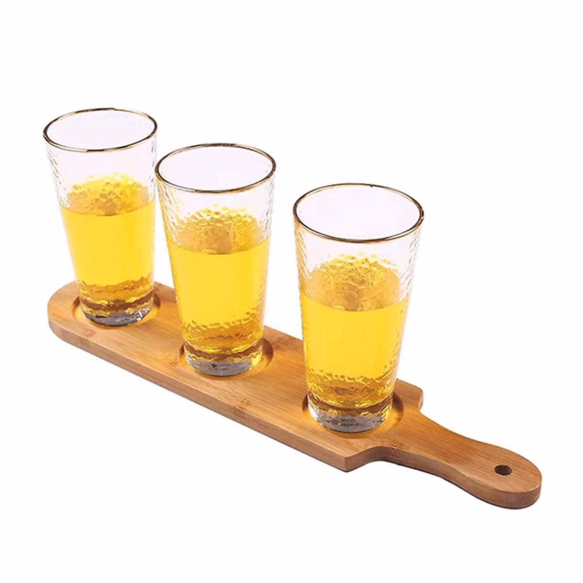 HinLot 2.7 inches Dia Base Beer Tasting Flight Set Wine Glasses Flight Boards Jars Serving Paddles (Round, 4) 3.5Wx15.5L