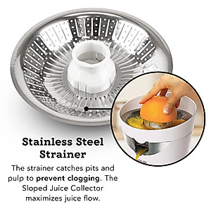 Tribest CitriStar CS-1000 Citrus Juicer, Electric Juicer for Oranges and Lemons with Stainless Steel Strainer and Spout White