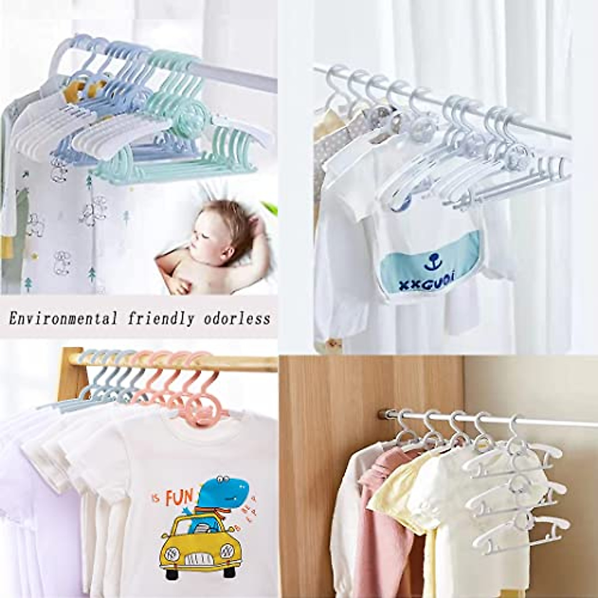 Baby Hangers 20pcs Adjustable Non-Slip Children Baby Nursery Closet Hangers Children Coat Hanger Extendable Laundry Infant Hangers for Girl Boy Toddler Kid Child Newborn Laundry Gifts (20 pcs, Brown)