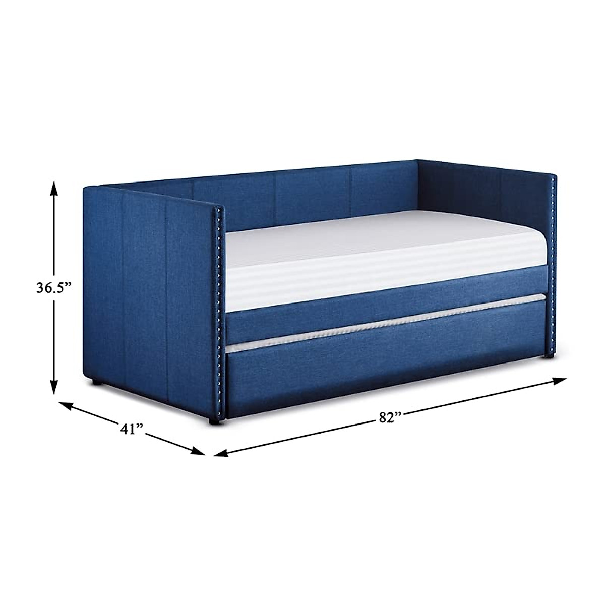 Lexicon Therese Upholstered Nailhead Trim Twin Daybed with Trundle in Blue