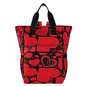 Foiosoh Baby Girl Diaper Bag Multi-functional Waterproof Maternity Nappy Bag for Shopping Traveling Deep Rad Heart Love