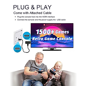 CICYSTORE Retro Game Console with 1500 Retro Video Games, HDMI HD Output NES Retro Game Console, Old Arcade Plug and Play Video Games Console is an Gift Choice for Children and Adults