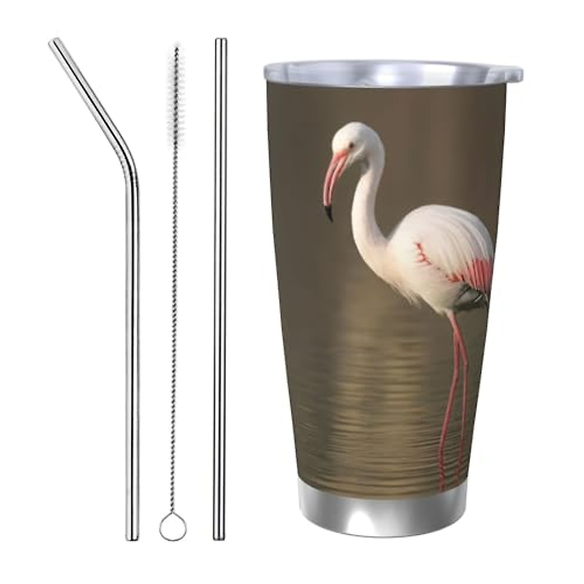 3d Flamingo 20oz Tumbler, Car Cup With Lid And Straw, Spill-Proof, Stainless Steel Double Wall Vacuum Insulated Reusable Coffee Travel Mug, For Cold Drinks, Hot Beverage